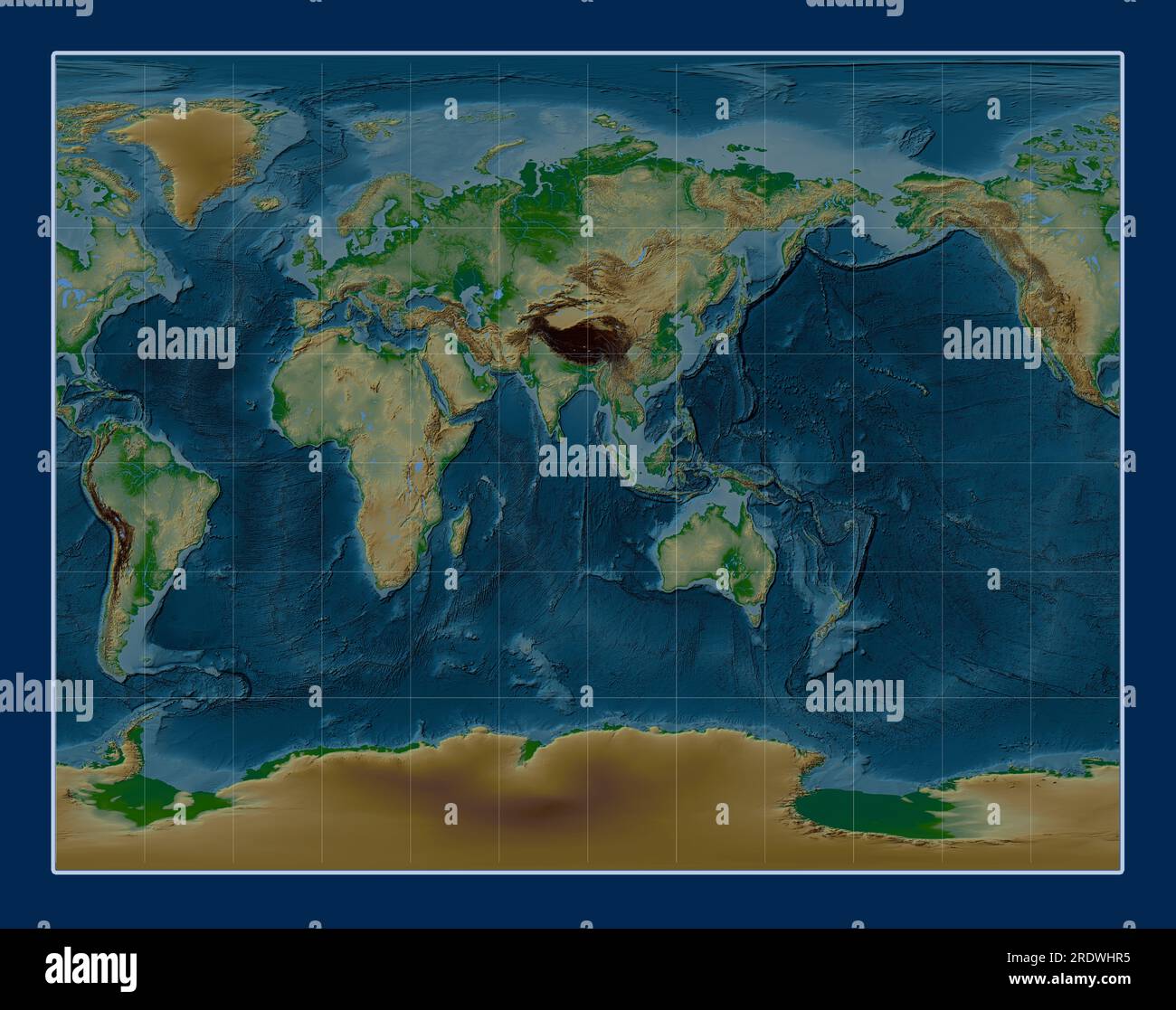 World physical elevation map in the Gall Stereographic projection ...