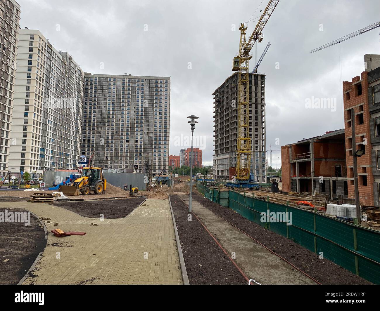 Construction of a new microdistrict with high houses, new buildings ...