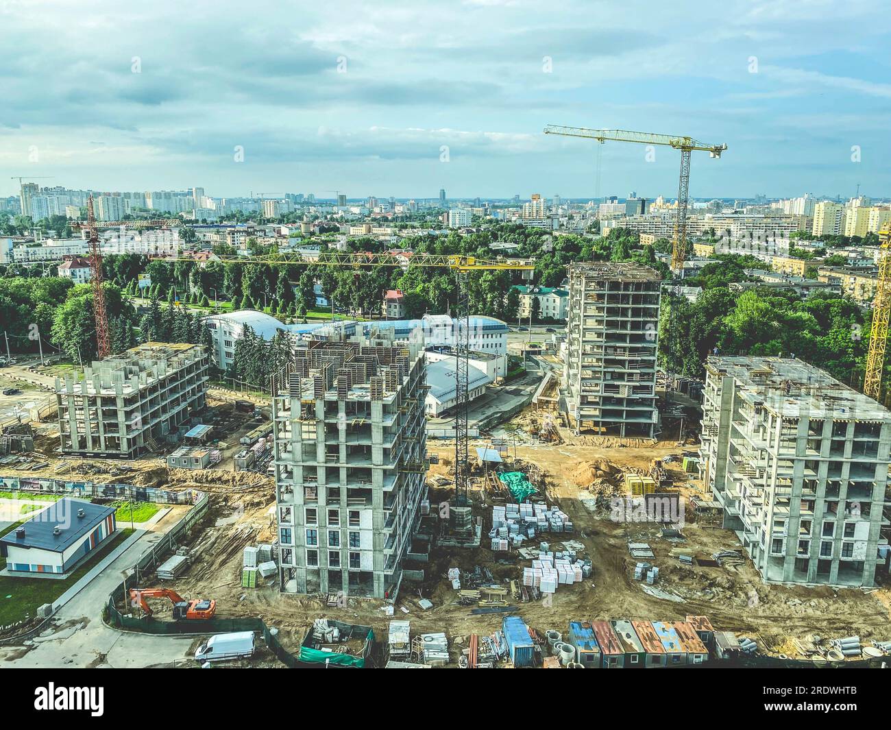 construction of a new residential complex in the city center. view of ...