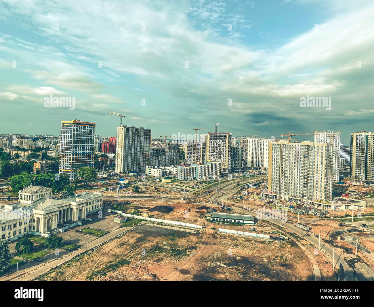 construction of multi-storey buildings in the city center. tall houses ...