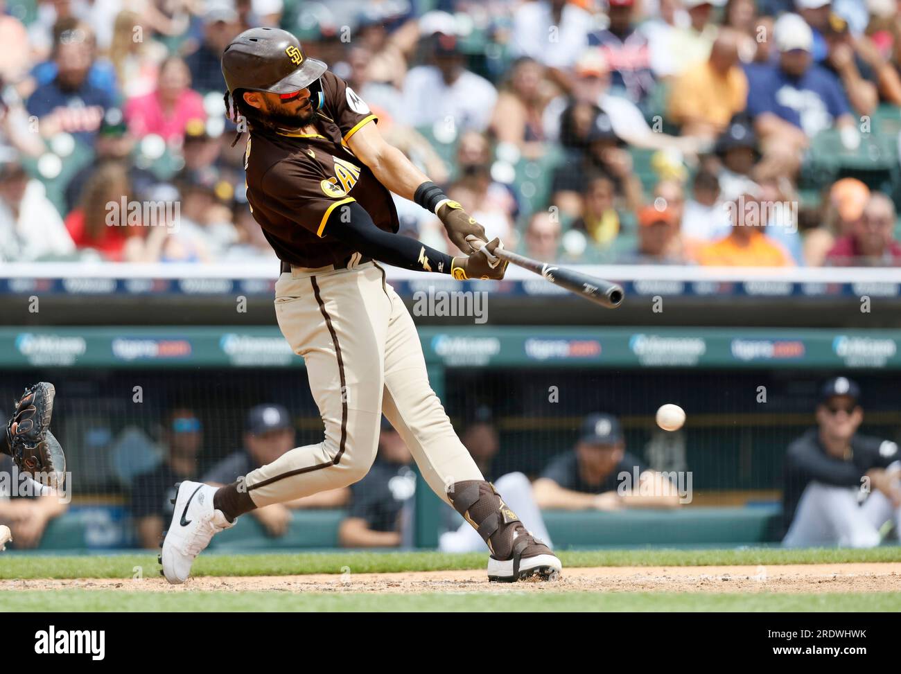 San Diego Padres' Fernando Tatis Jr. hits into a double play during the ...
