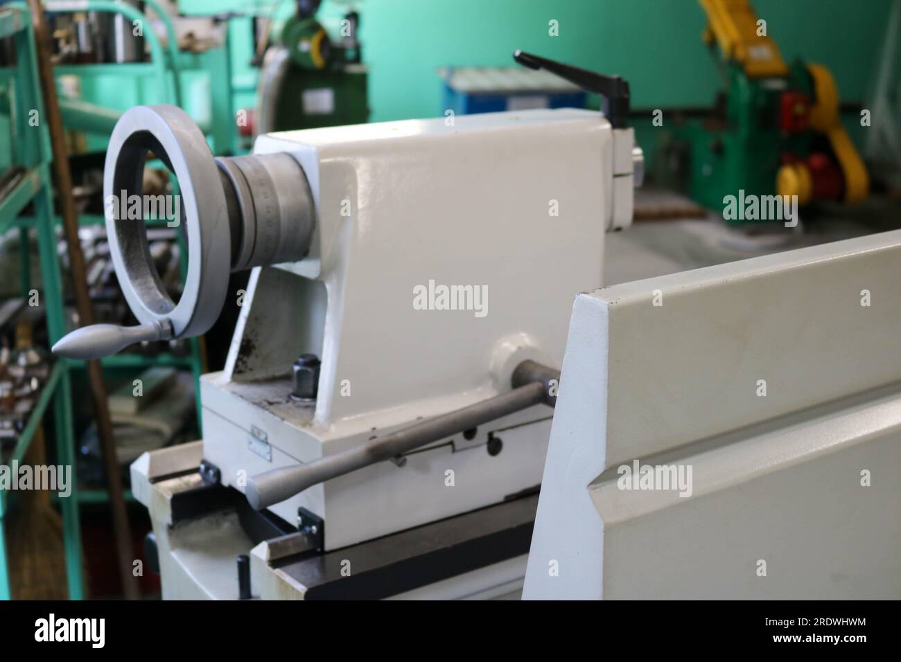 Large metal iron bench lathe, equipment for repair, work with metal in ...