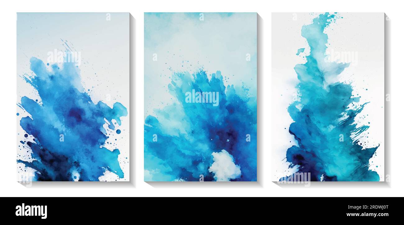 Abstract blue watercolor background set design Stock Vector Image & Art ...