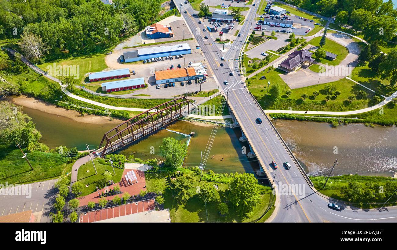 Small river with two bridges crossing over it in rural Mount Vernon ...