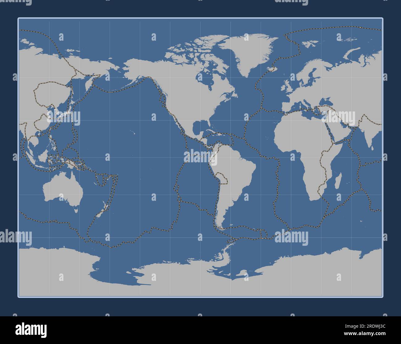 Tectonic plate boundaries on the world solid contour map in the Gall ...
