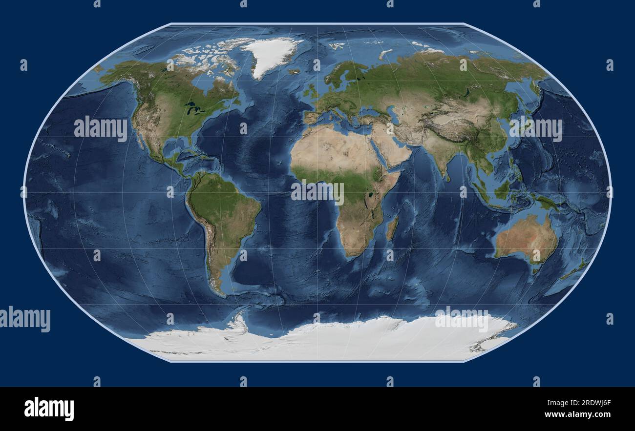 World blue Marble satellite map in the Kavrayskiy VII projection ...
