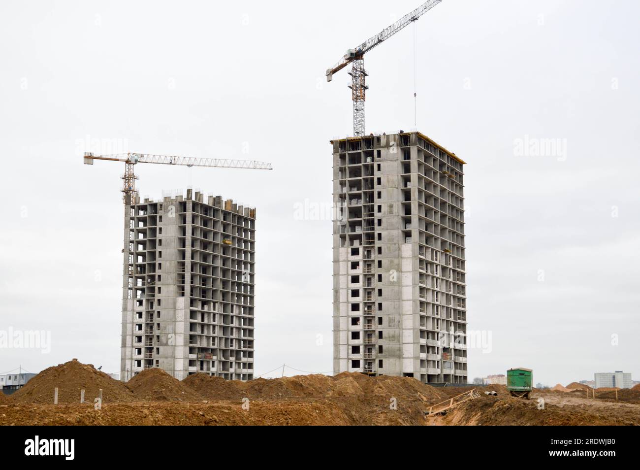 Construction of a new microdistrict with high houses, new buildings ...
