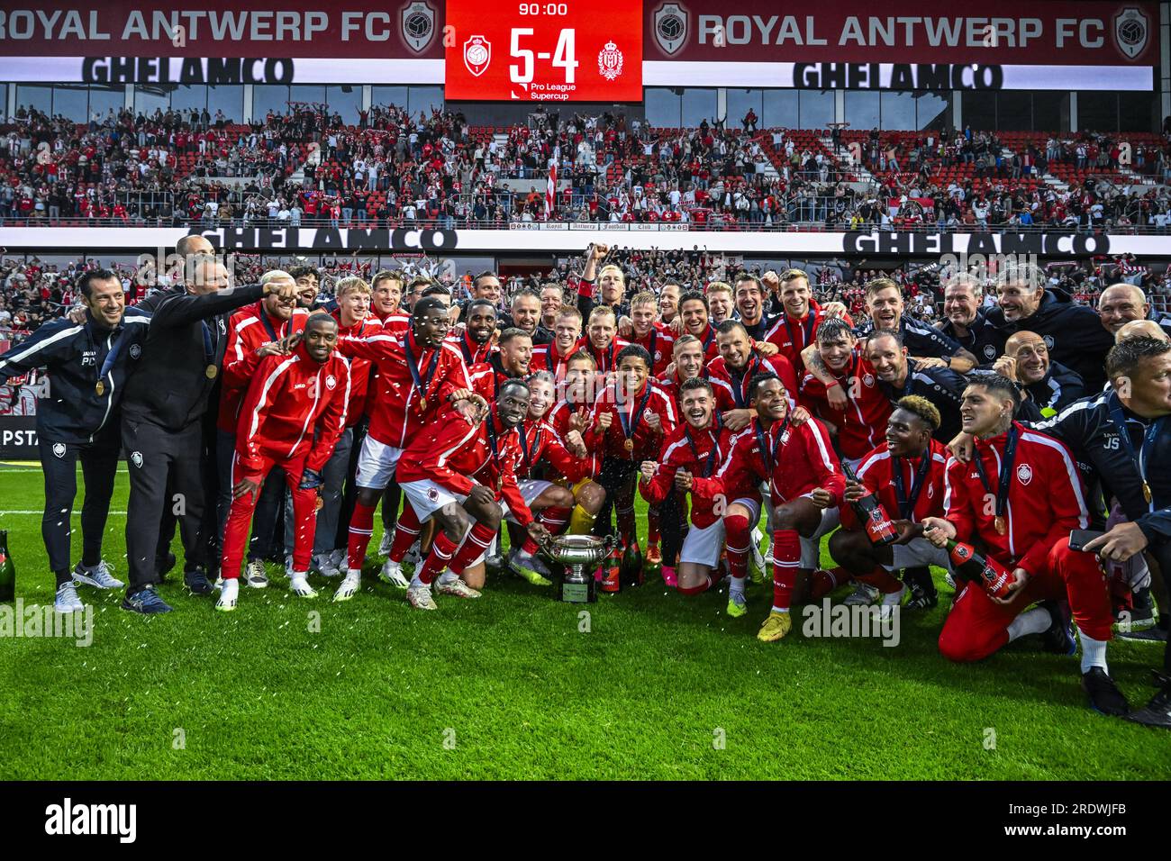 Antwerp, Belgium. 23rd July, 2023. Antwerp players celebrate with the ...