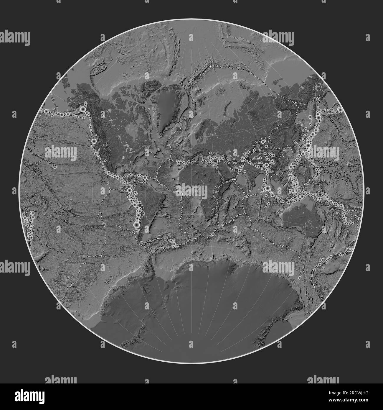 Locations of earthquakes above 6.5 magnitude recorded since the early ...