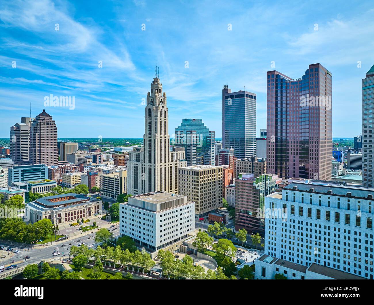 Skyscrapers in downtown Columbus Ohio aerial Stock Photo - Alamy