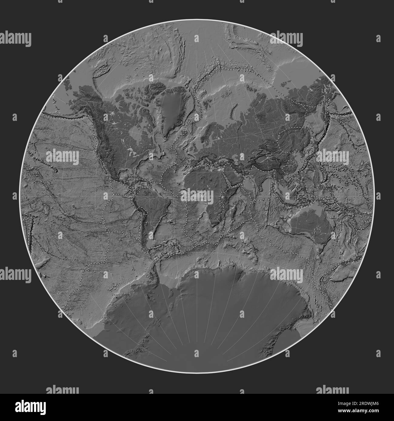 Tectonic plate boundaries on the world bilevel elevation map in the ...