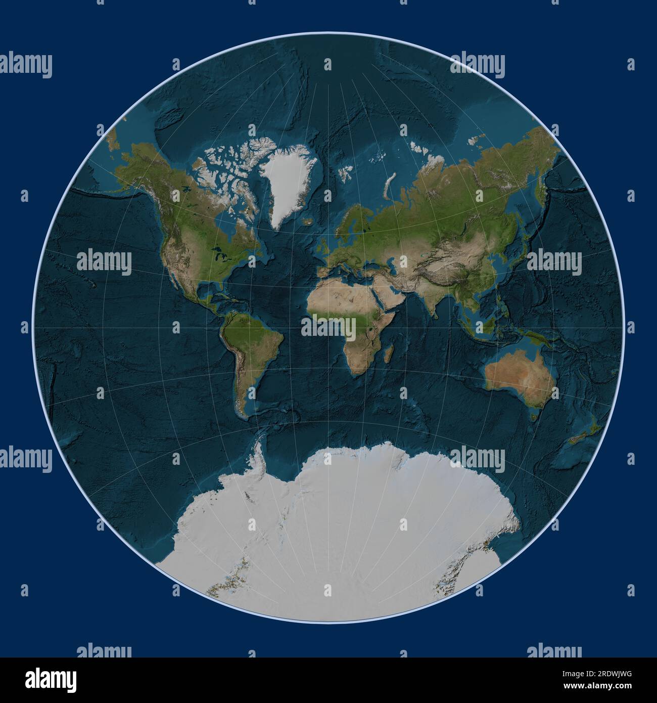 World blue Marble satellite map in the Lagrange projection centered on ...