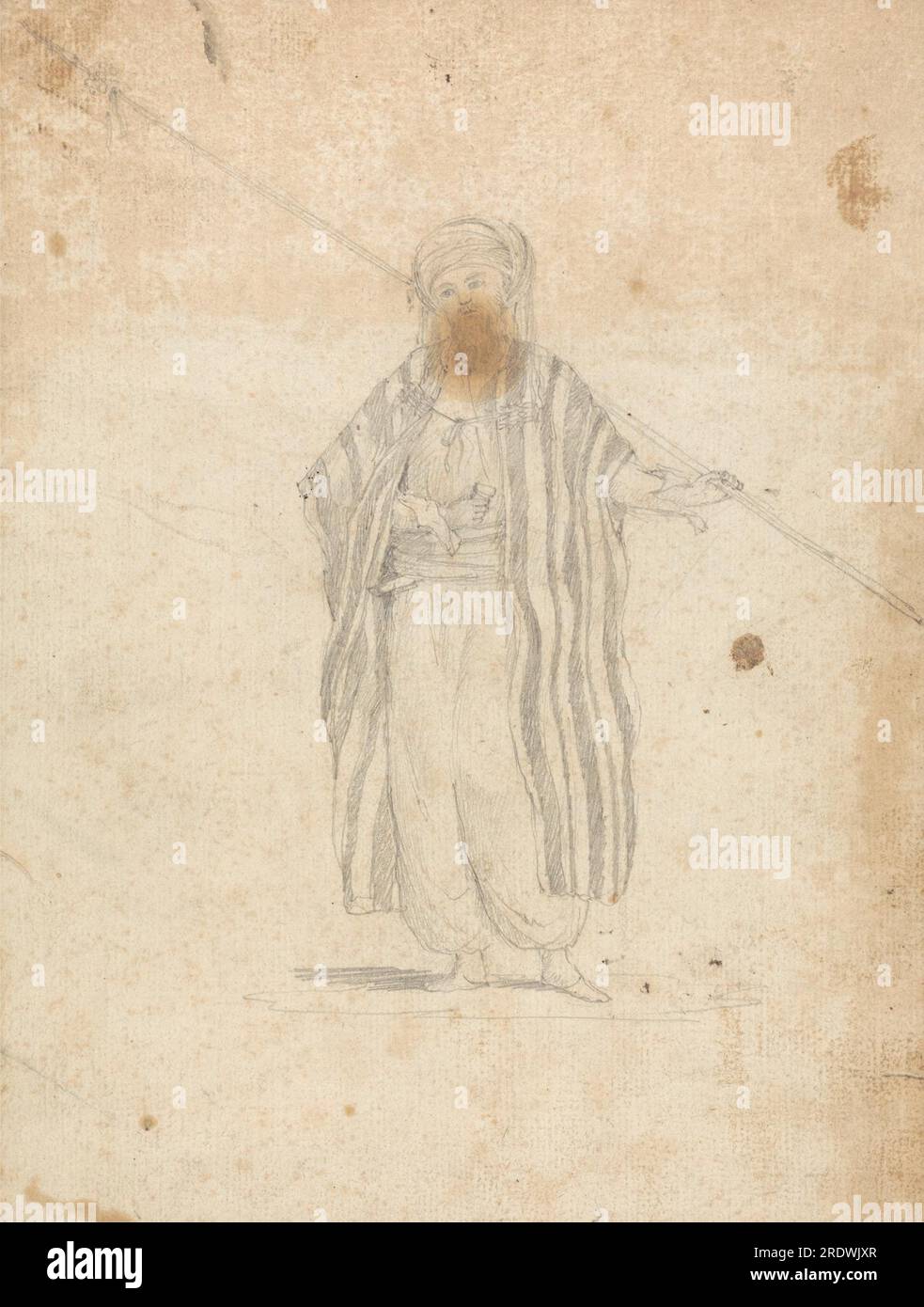 Man Wearing a Burnoose and Carrying a Spear by James Bruce Stock Photo ...