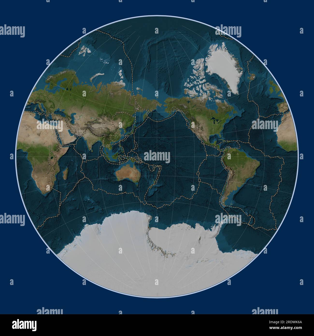 Tectonic plate boundaries on the world blue Marble satellite map in the ...