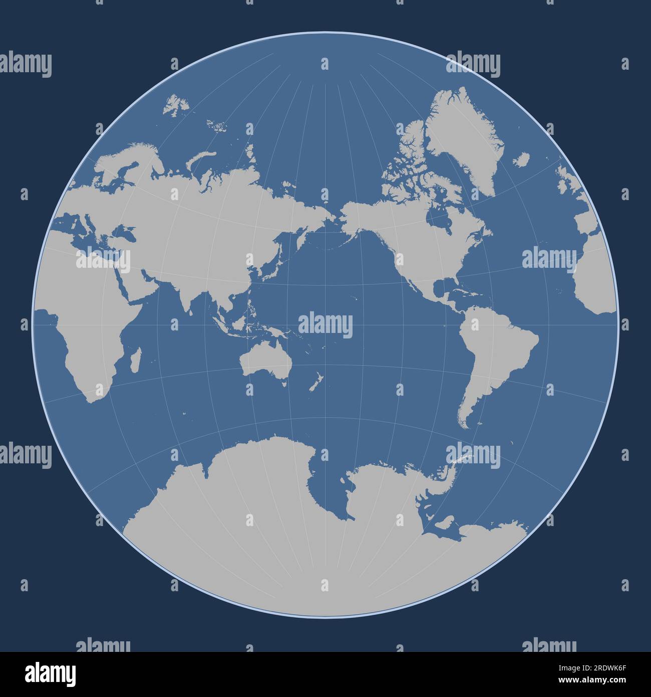World solid contour map in the Lagrange projection centered on the date ...