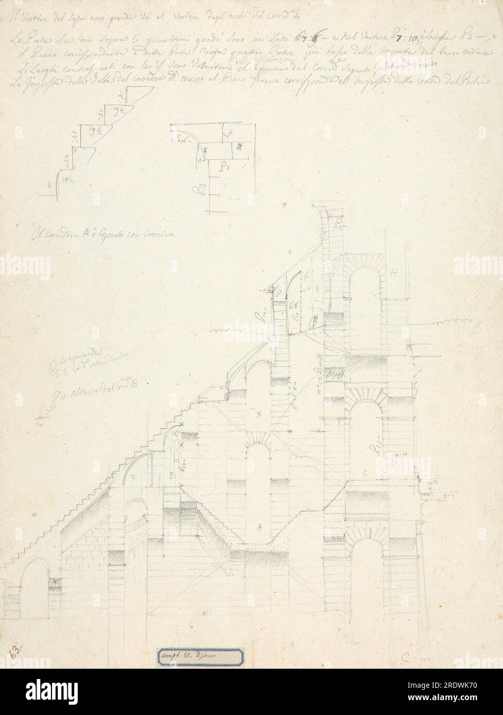 Section of Amphitheatre at El Djem showing arches, stairs and tiers of ...
