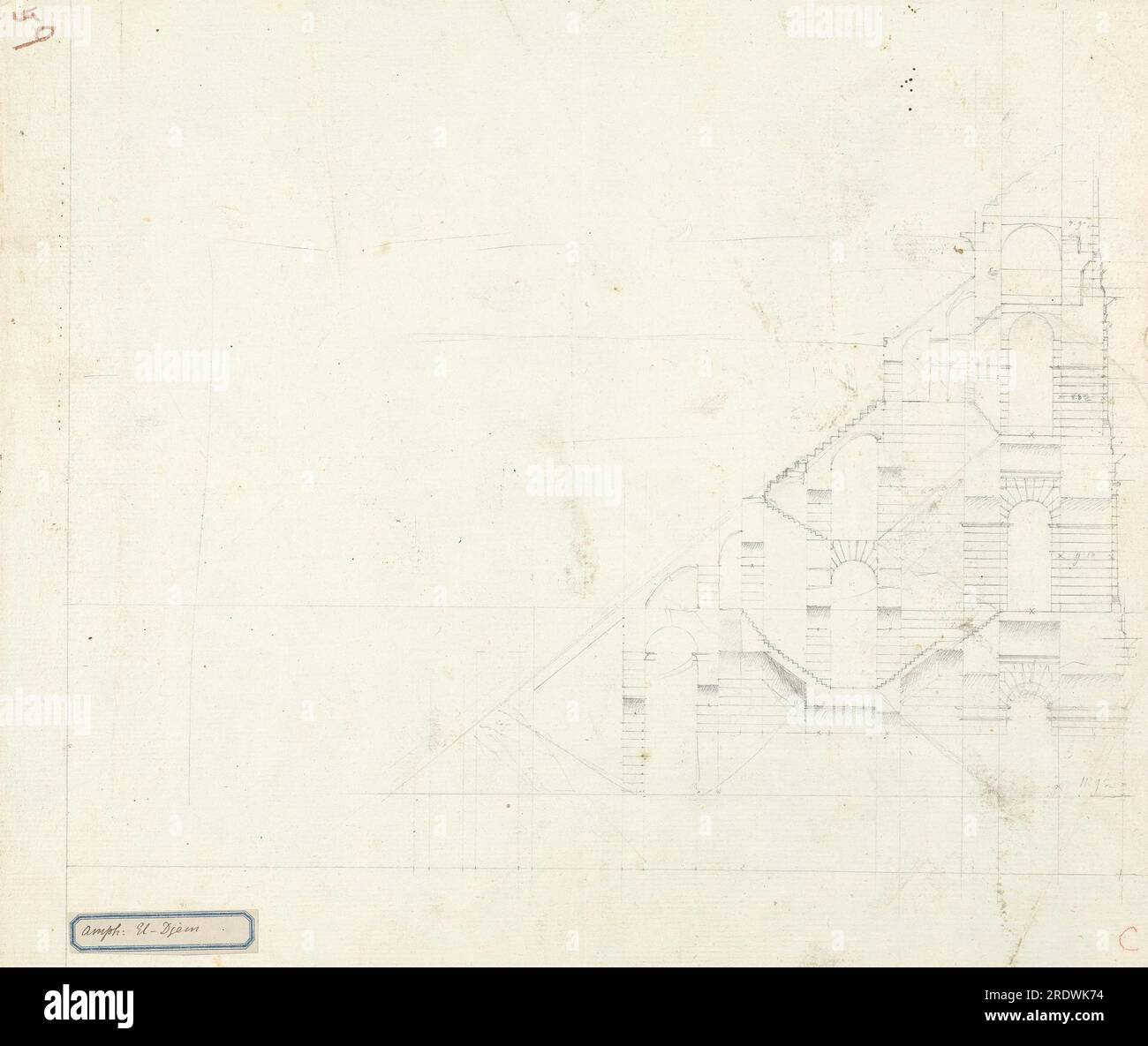 Section of Amphitheatre at El Djem showing arches stairs and tiers of ...