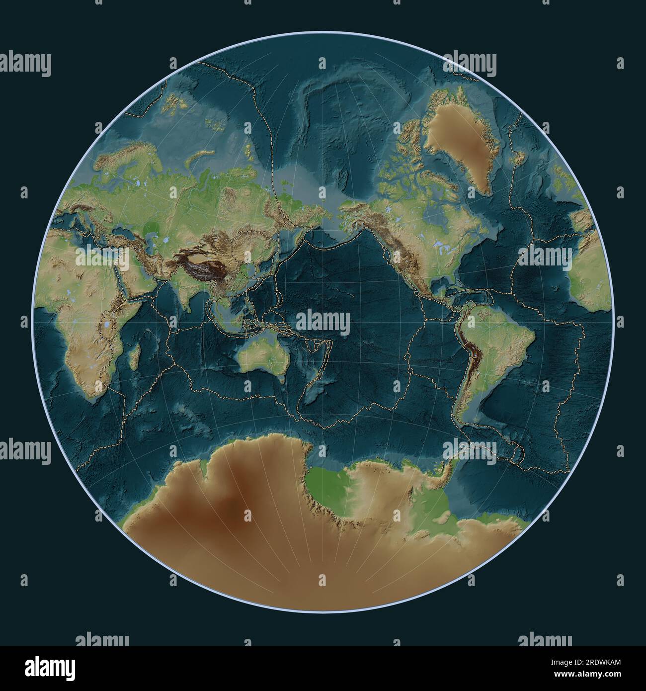 Tectonic plate boundaries on the world wikipedia style elevation map in ...