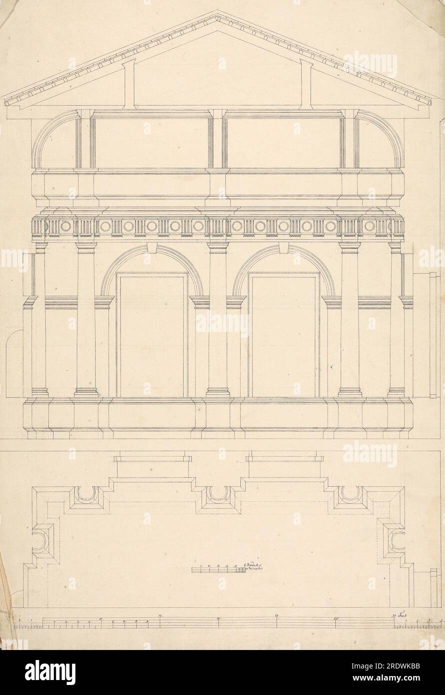 Elevation and plan of part of Temples at Baalbec by James Bruce Stock ...