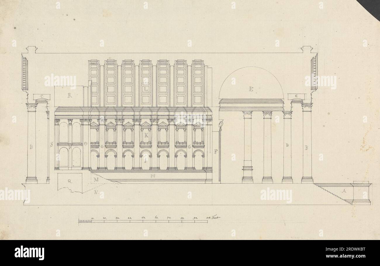 Longitudinal Section of the most entire Temple at Baalbec (Legend on ...