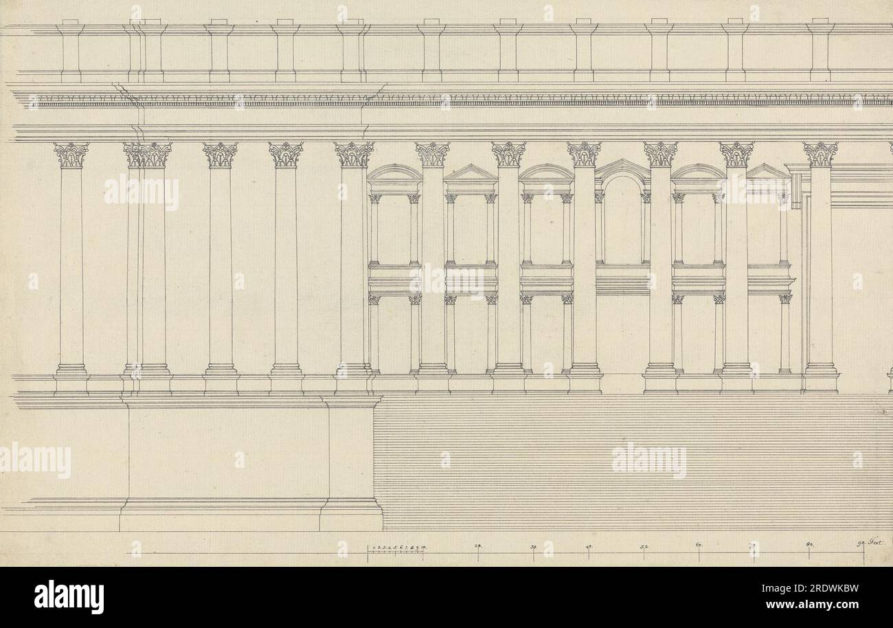 Elevation of Front of most entire Temple at Baalbec by James Bruce ...