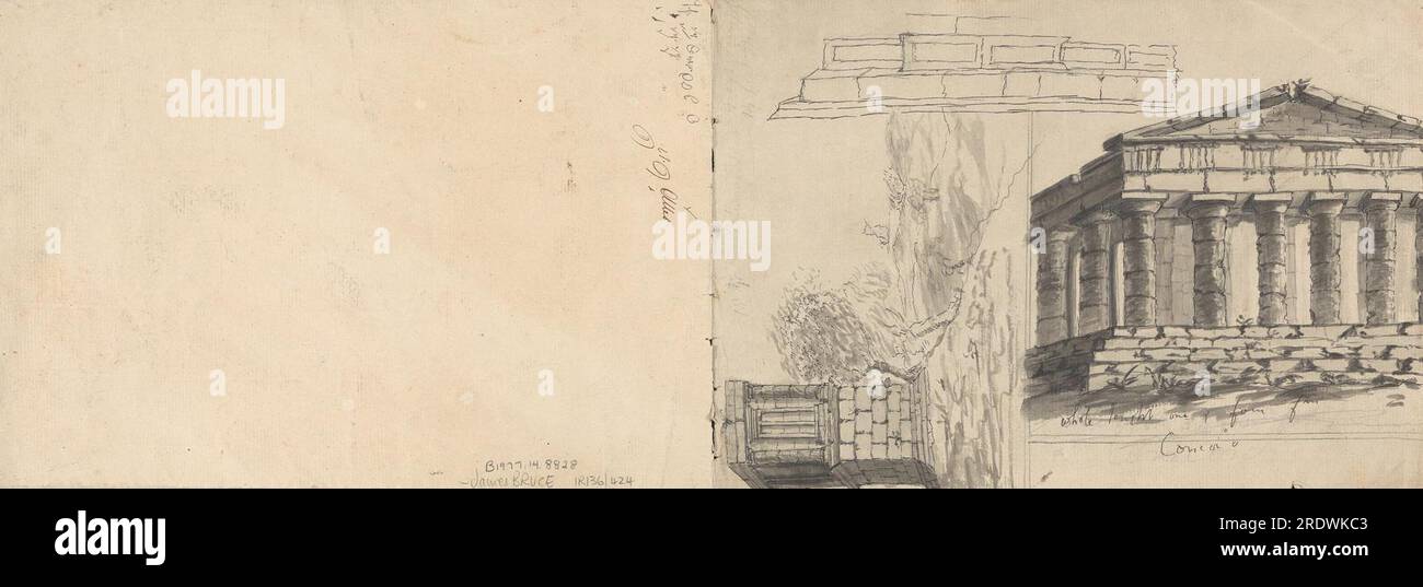 Temple at Baalbec: Double Page from Sketchbook with Drawings of Temples ...