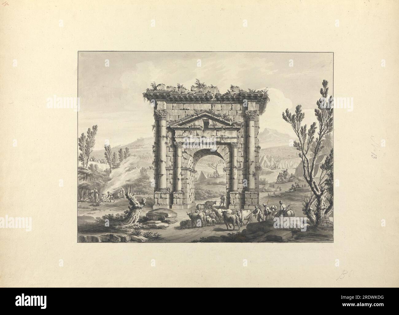 Arch of Trajan Mactar Modern Makther set in Landscape circa 1768 by ...