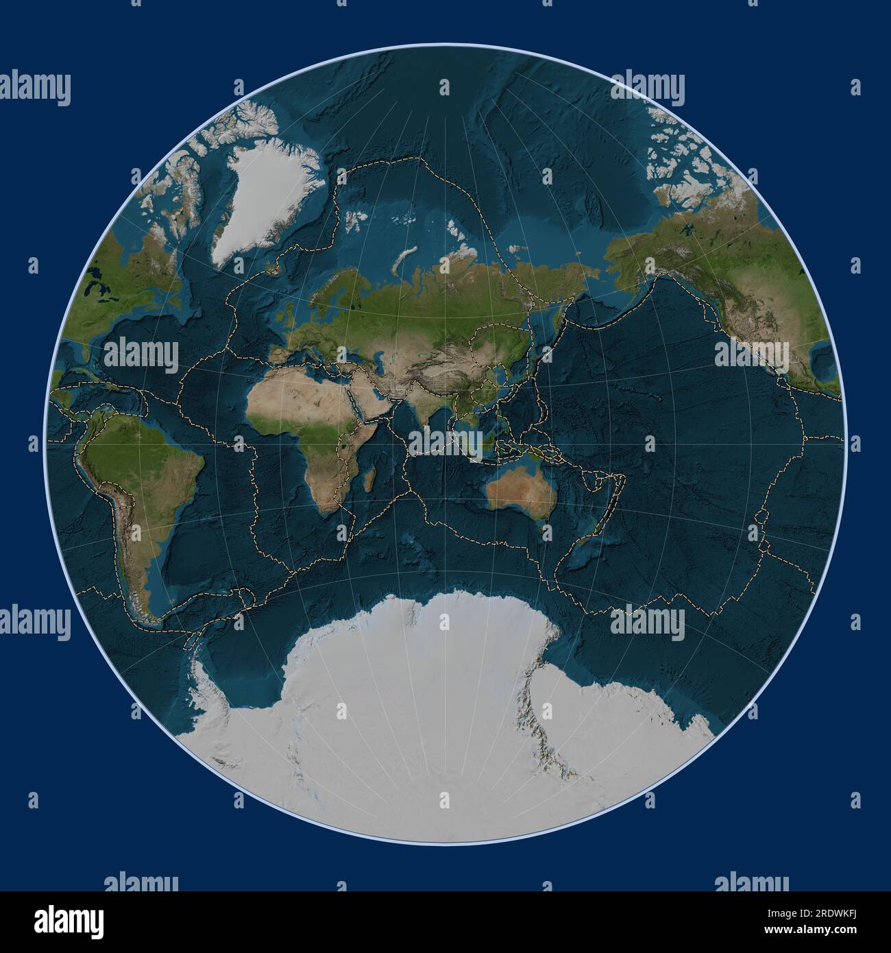 Tectonic plate boundaries on the world blue Marble satellite map in the ...