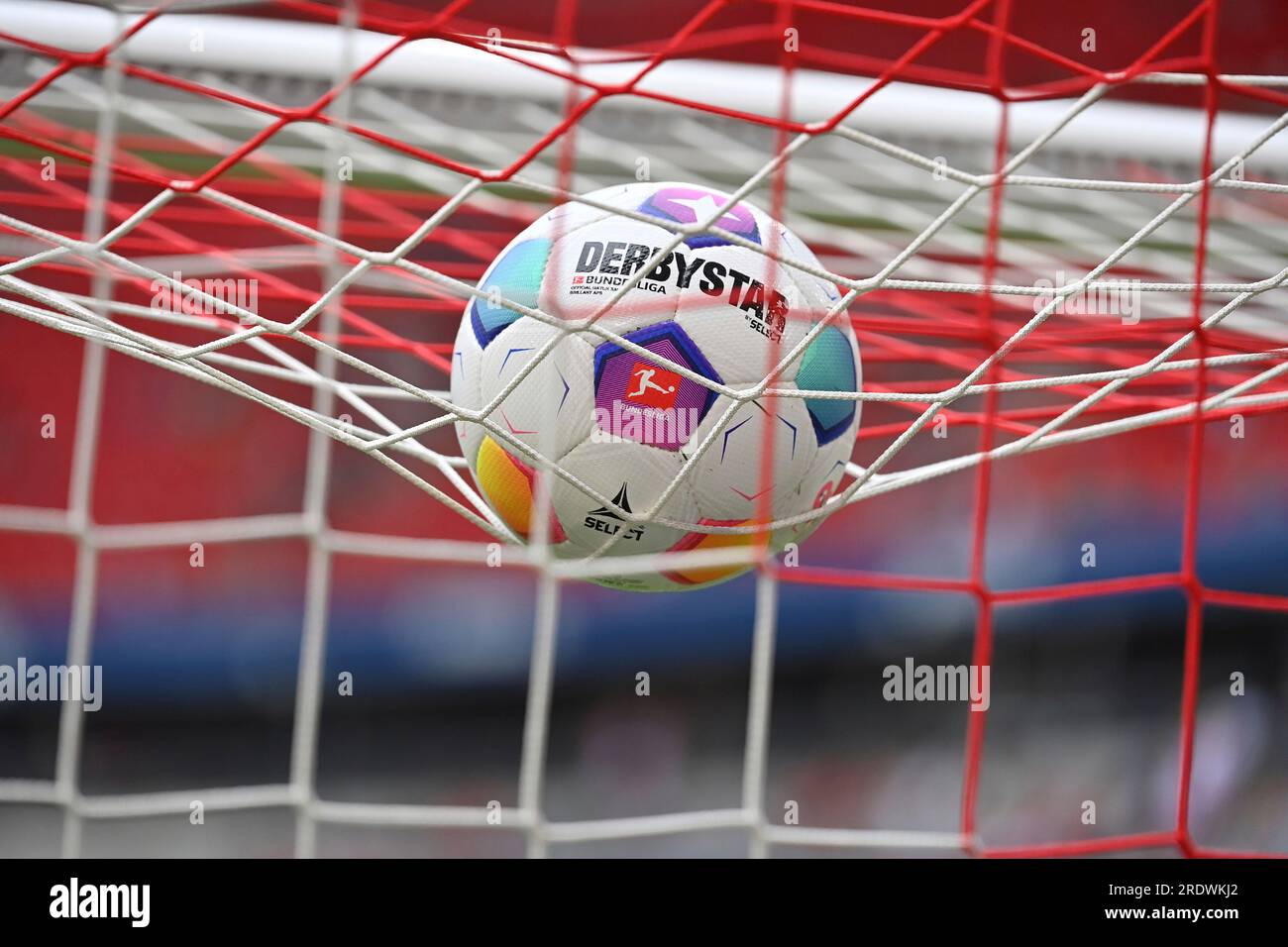Official game ball Derbystar Select is on the goalnetz, ball, team ...