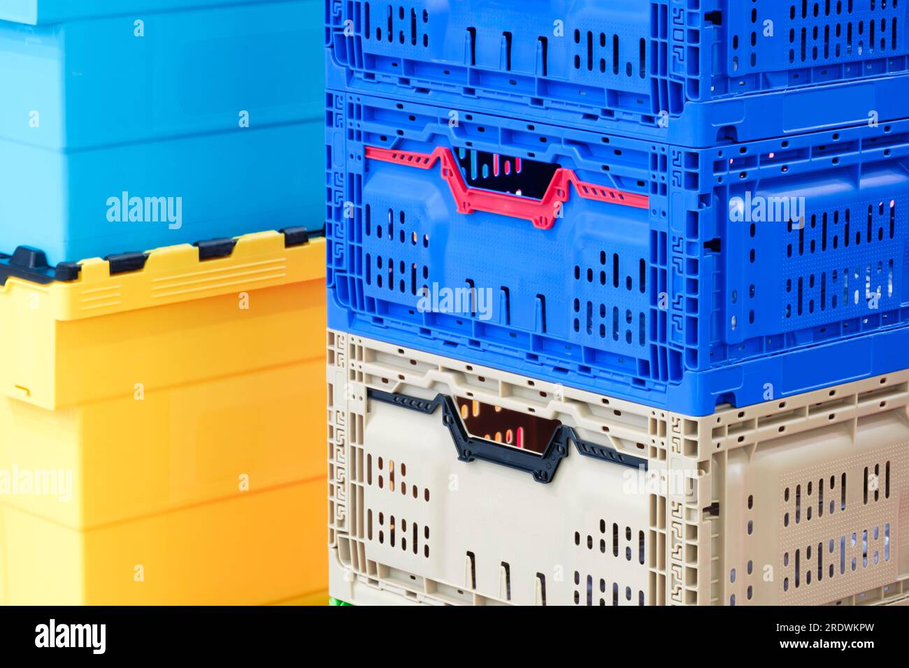 Plastic crates and boxes for shipping delivery transport hi-res stock ...