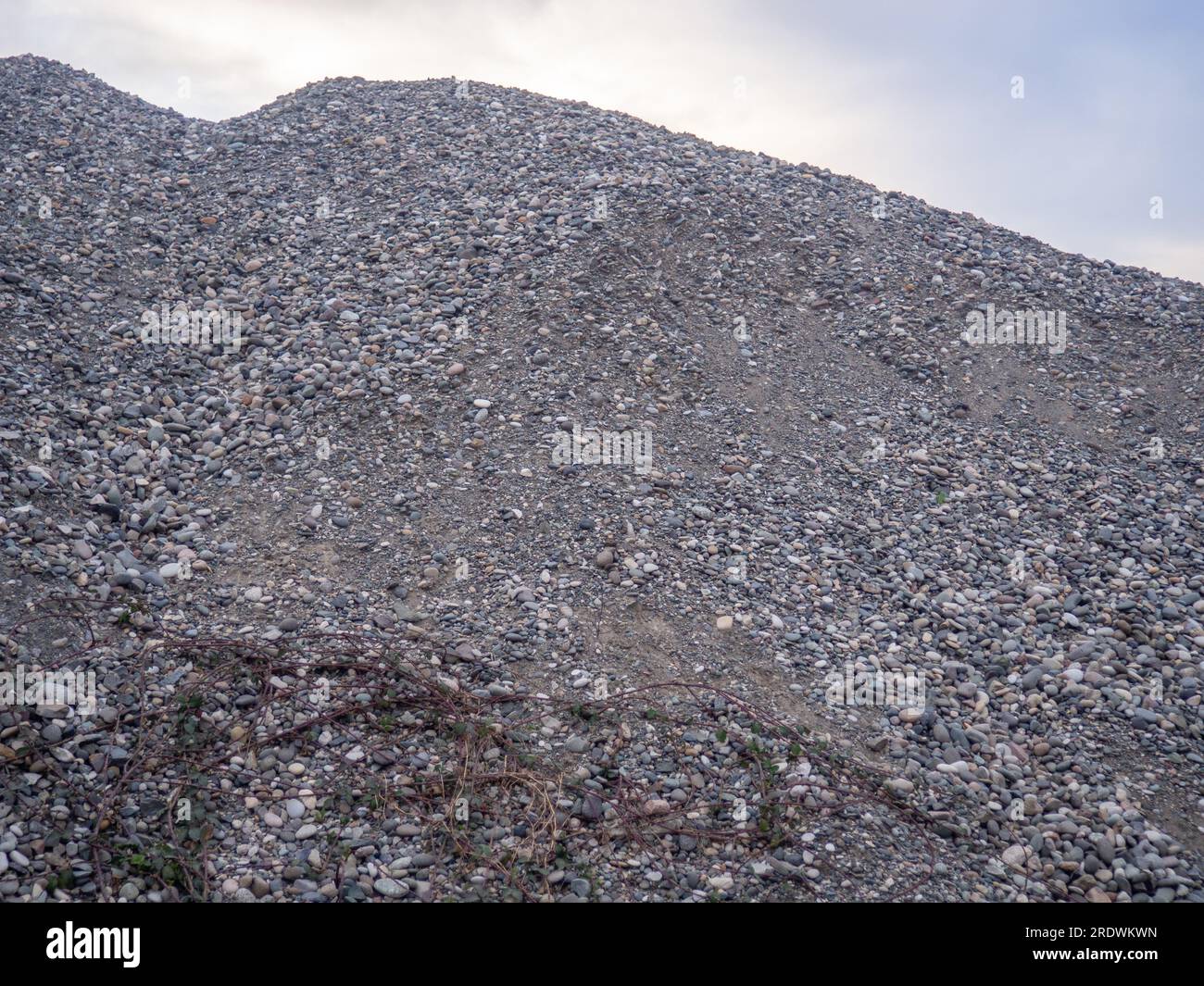 Mountains of rubble. Gray background. Construction material. Crushed ...