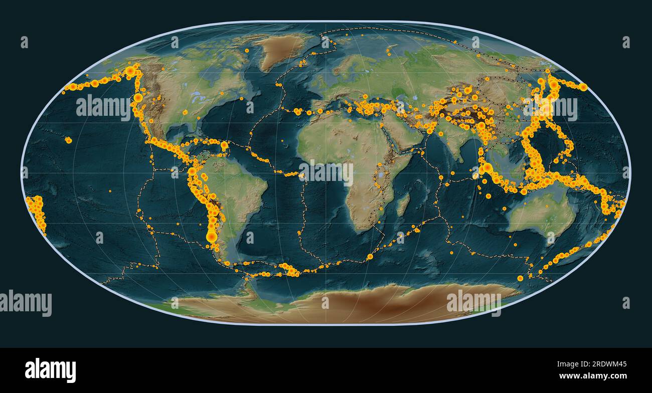 Locations of earthquakes above 6.5 magnitude recorded since the early ...