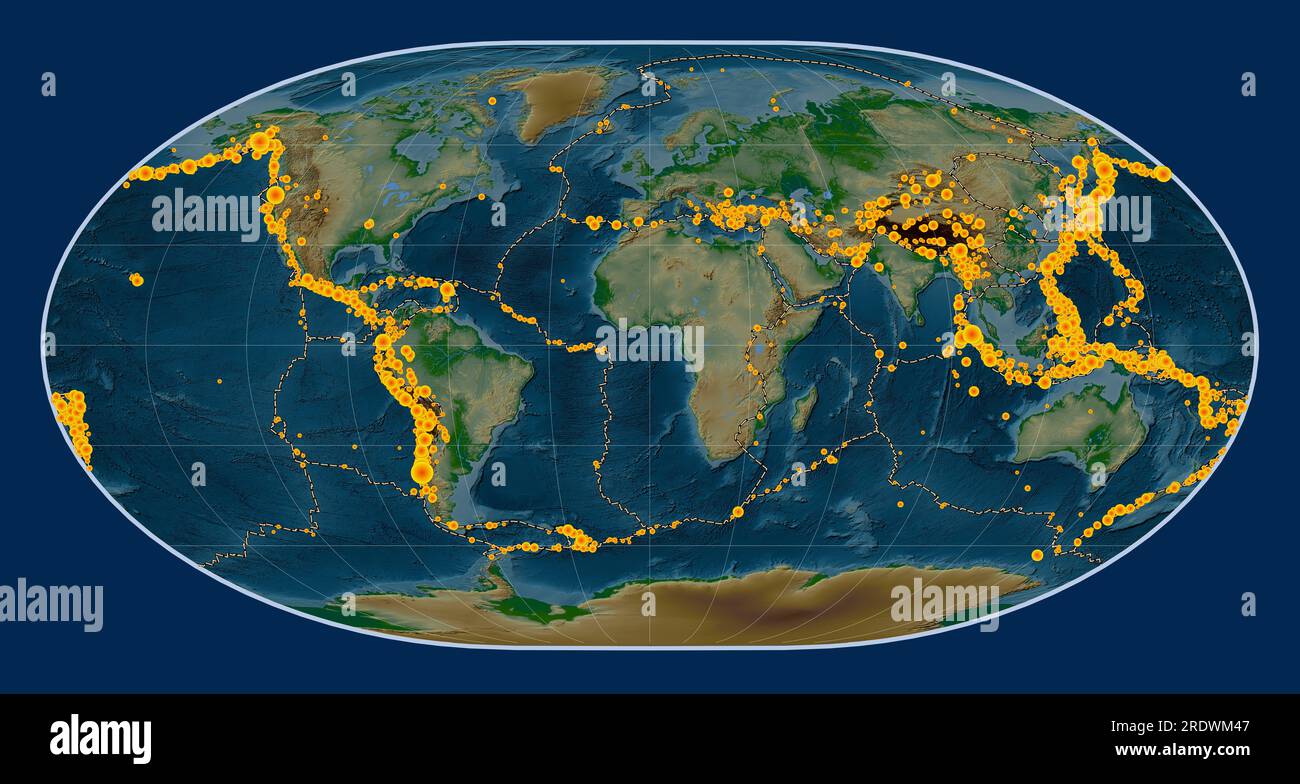 Locations of earthquakes above 6.5 magnitude recorded since the early ...