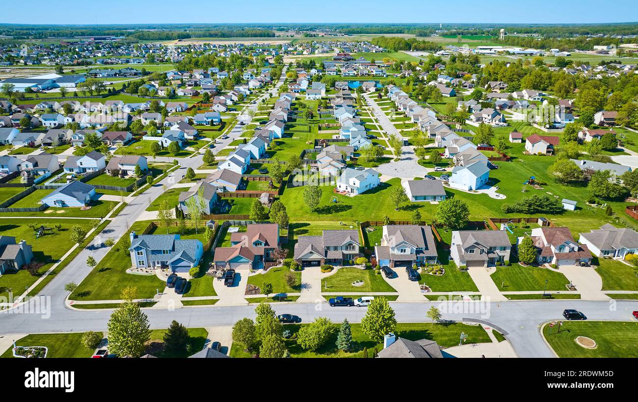 Endless neighborhoods on city limits with various house sizes Stock ...