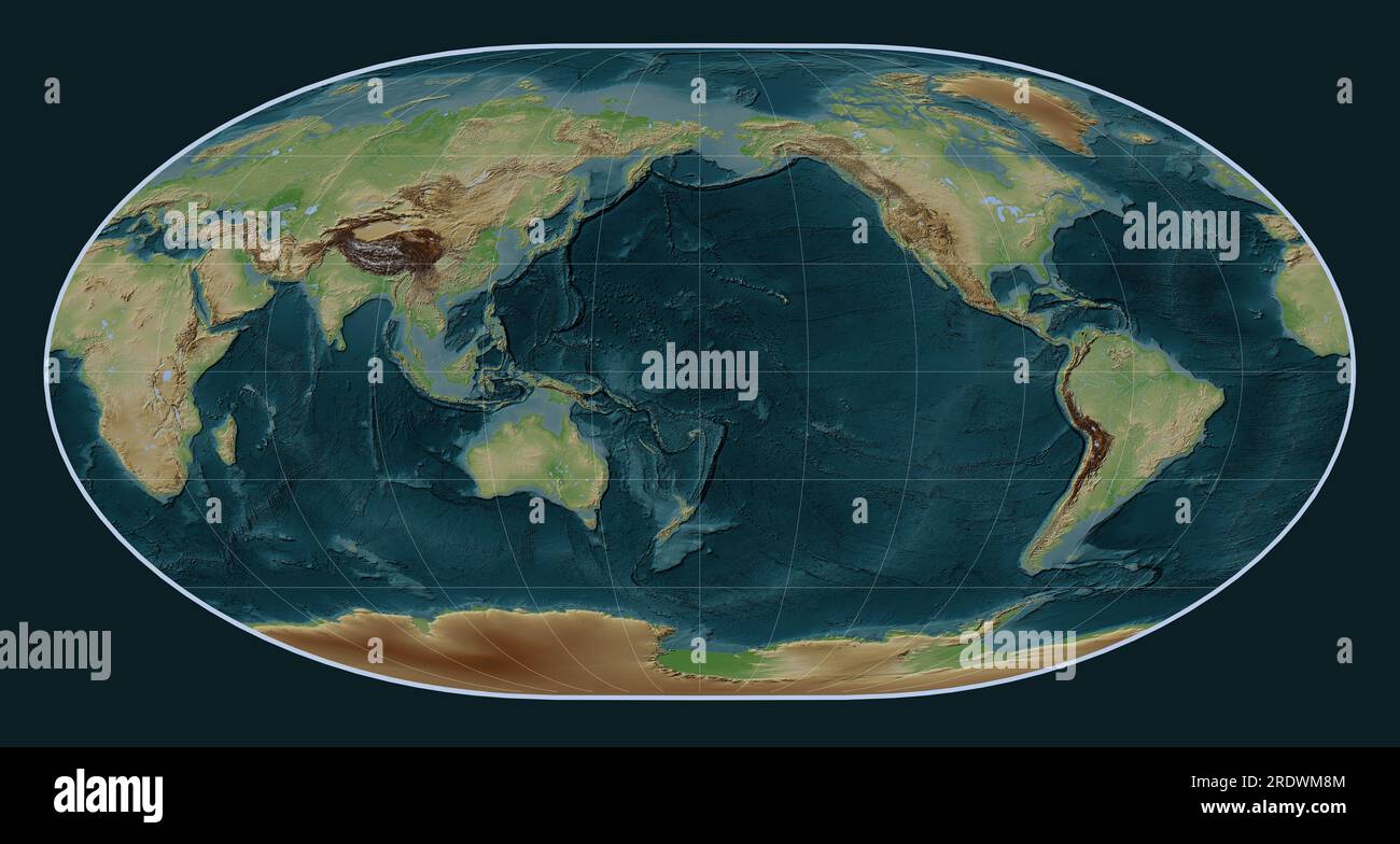 World wikipedia style elevation map in the Loximuthal projection ...
