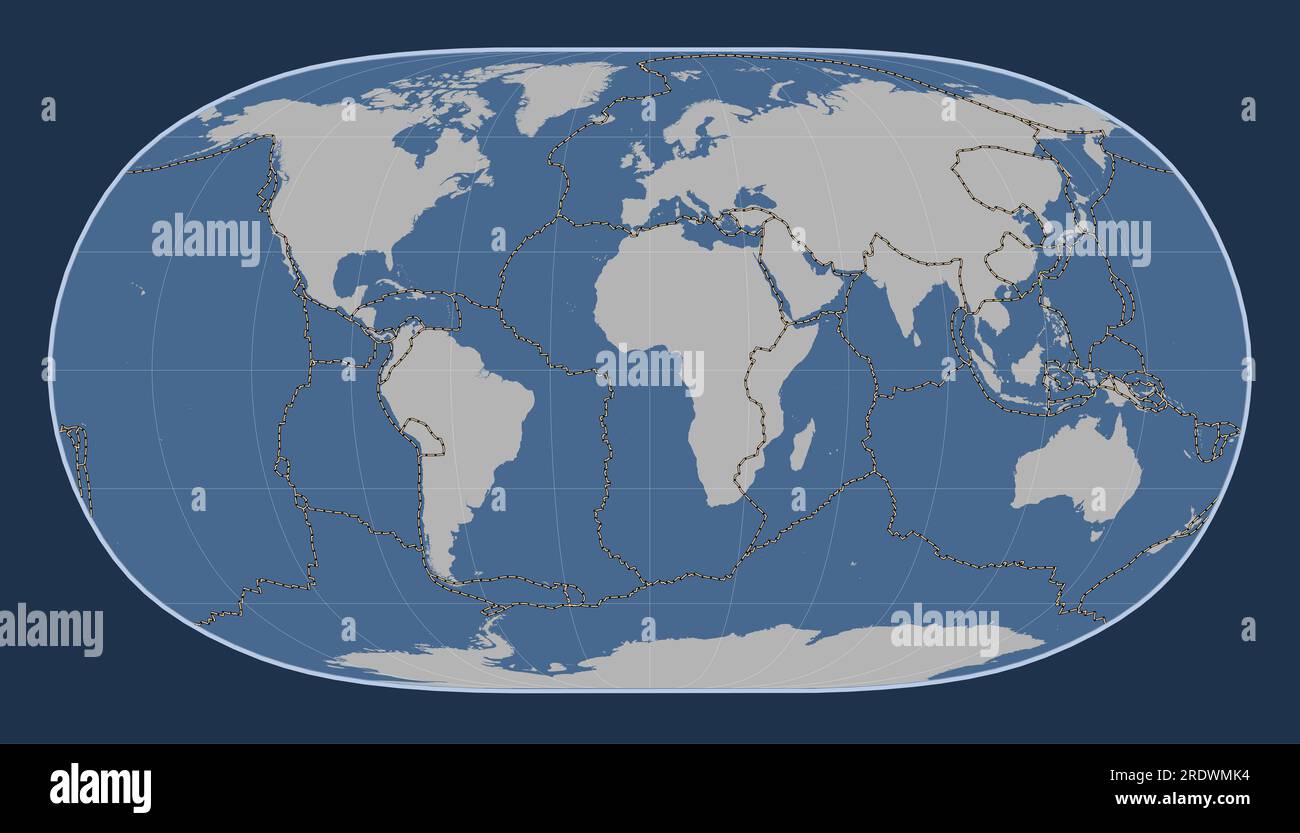 Tectonic plate boundaries on the world solid contour map in the Natural ...