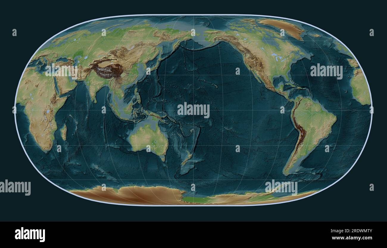 World wikipedia style elevation map in the Natural Earth II projection ...