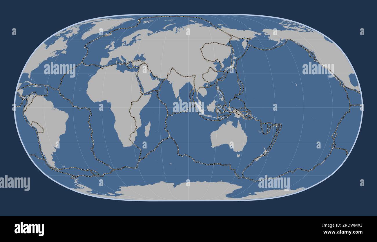 Tectonic plate boundaries on the world solid contour map in the Natural ...