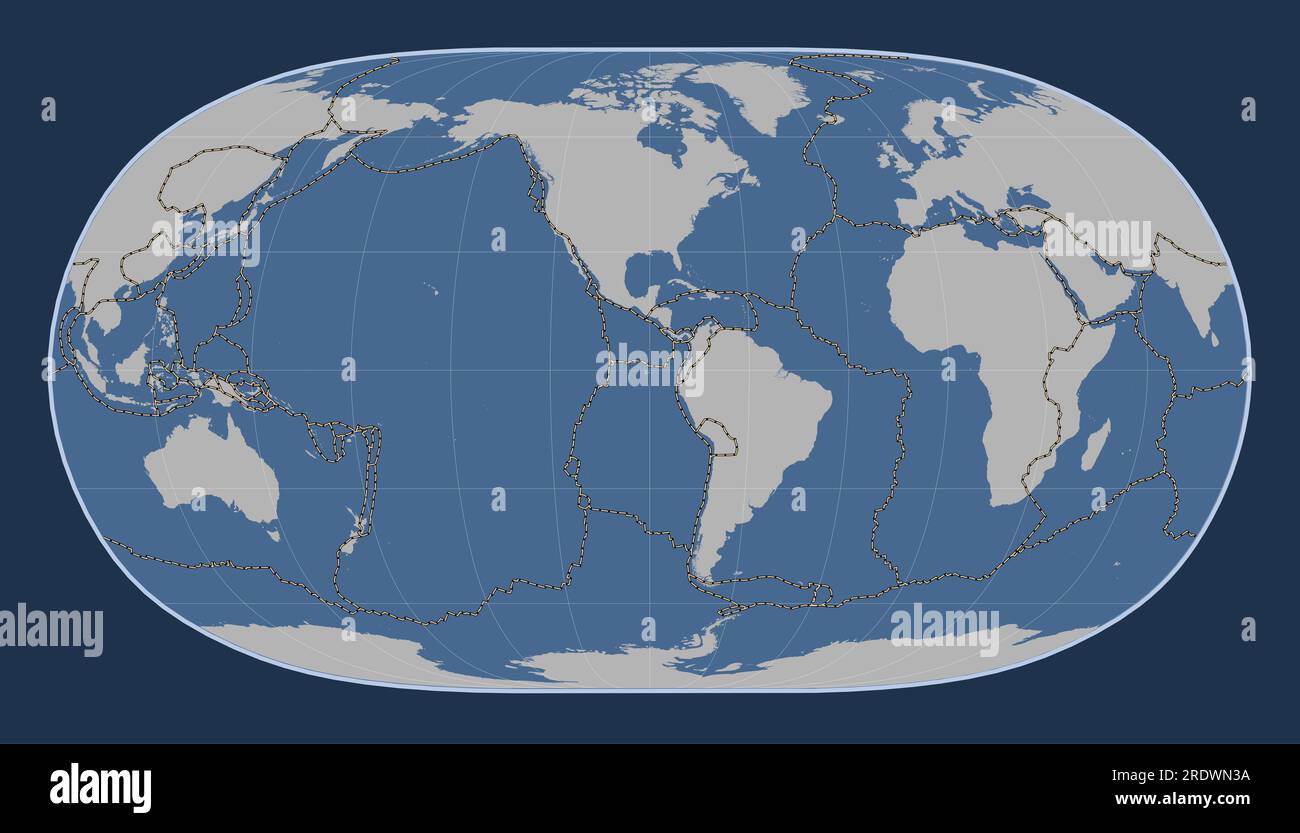 Tectonic plate boundaries on the world solid contour map in the Natural ...