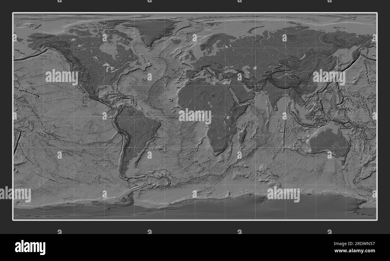 World bilevel elevation map in the Patterson Cylindrical projection ...