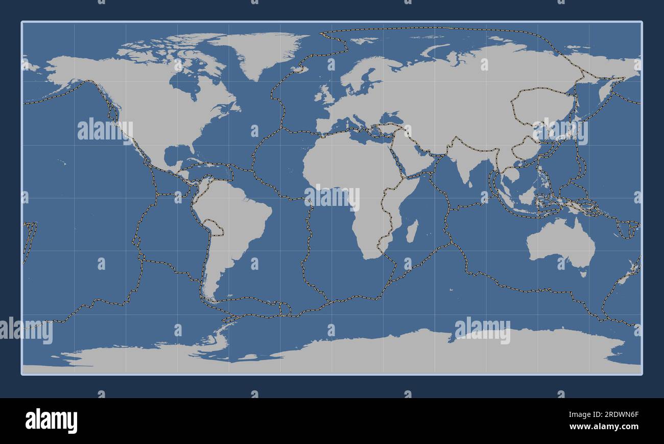 Tectonic plate boundaries on the world solid contour map in the ...