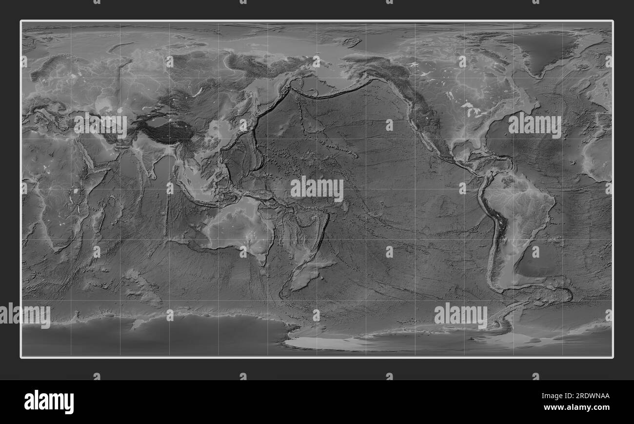World grayscale elevation map in the Patterson Cylindrical projection ...