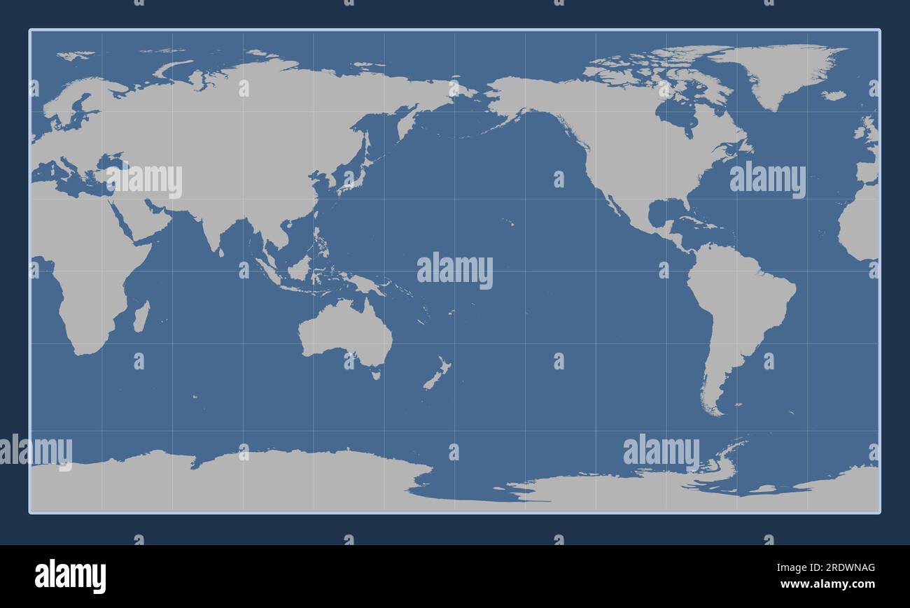 World solid contour map in the Patterson Cylindrical projection ...