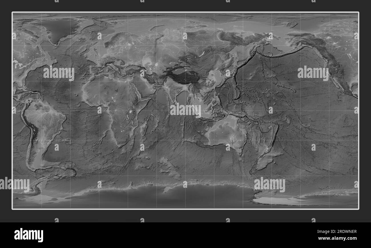 World grayscale elevation map in the Patterson Cylindrical projection ...