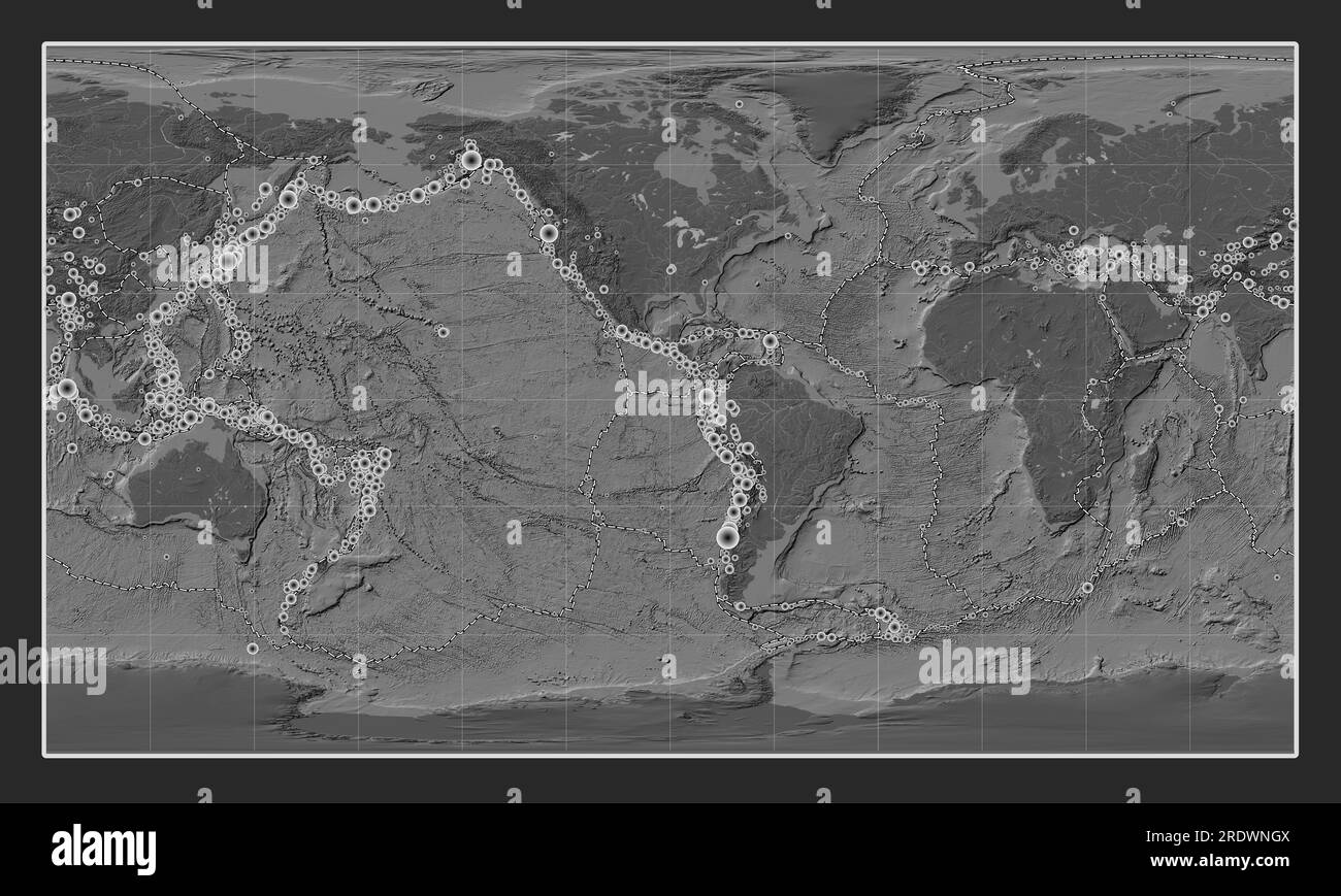 Locations of earthquakes above 6.5 magnitude recorded since the early ...