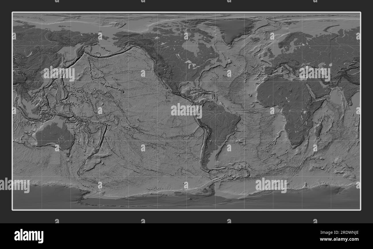 World bilevel elevation map in the Patterson Cylindrical projection ...
