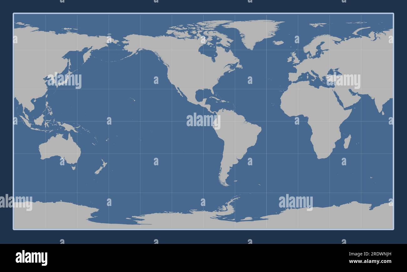 World solid contour map in the Patterson Cylindrical projection ...