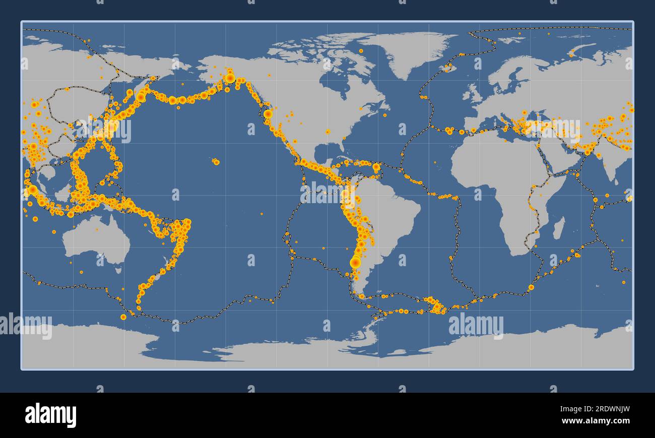 Locations of earthquakes above 6.5 magnitude recorded since the early ...