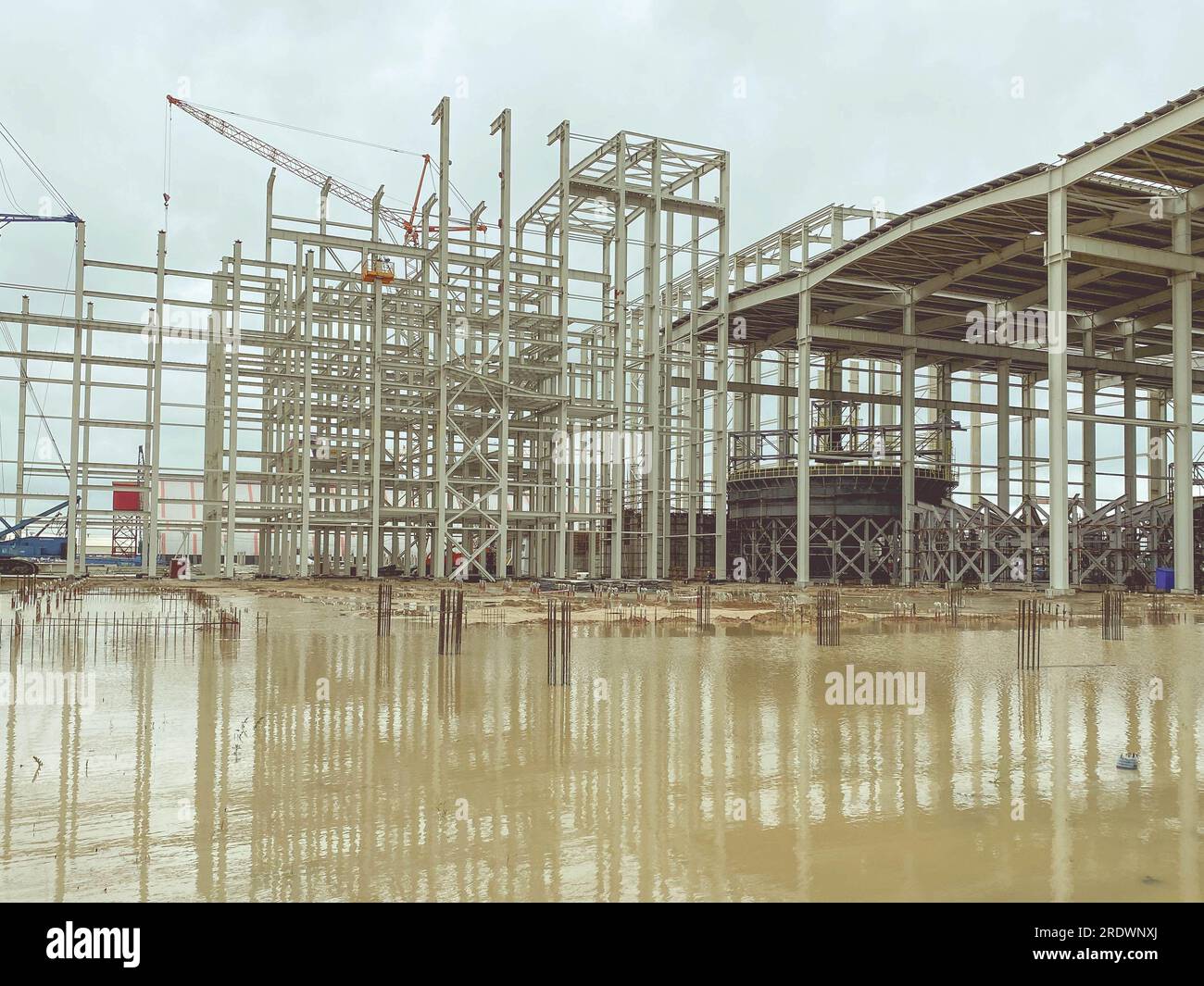 construction of a new complex at the plant. metal structures for the ...