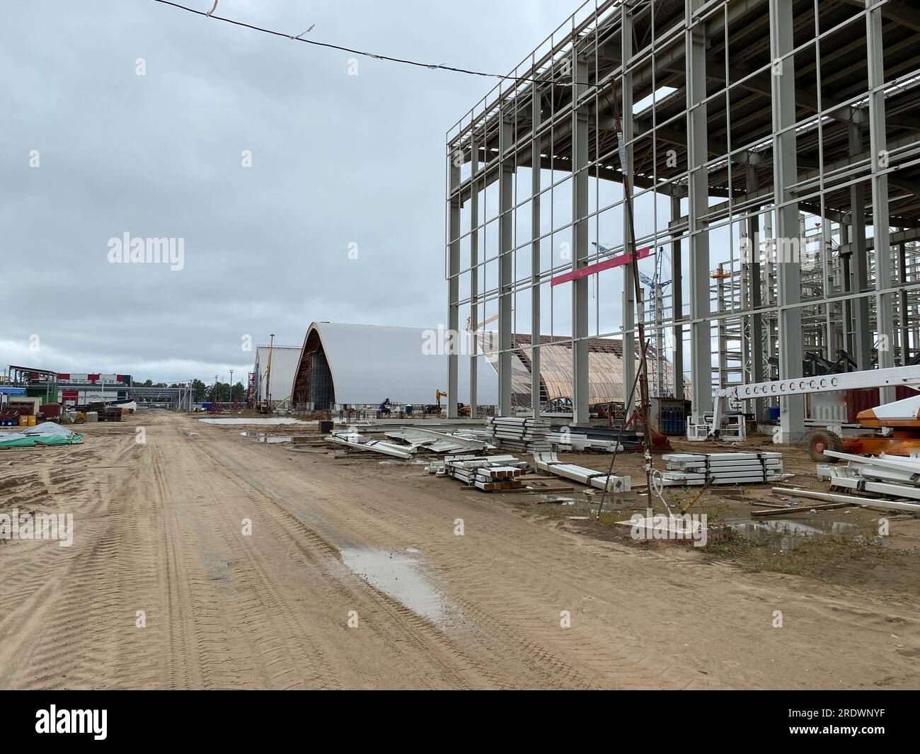 The steel frame of a new factory building under construction Stock ...